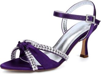 Generic Femmes Aiguille Haut High Sandales Chaussures De Mariage De Mariée Ouvert Bout Mariage Party 7 CM Heels,Dark Purple,42 EU