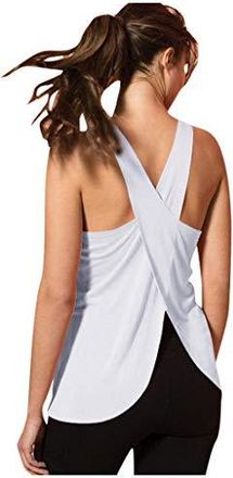 Generic D&eacute;bardeur de sport &agrave; bretelles crois&eacute;es pour femme - Sans manches - L&eacute;ger et &eacute;l&eacute;gant - Sans manches - D&eacute;bardeur spaghetti - Respirant - D&eacute;contract&eacute;, B