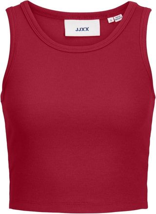 Jack & Jones Damen JXFALLON STR SL Rib JRS NOOS Top, Racing Red, X-Large