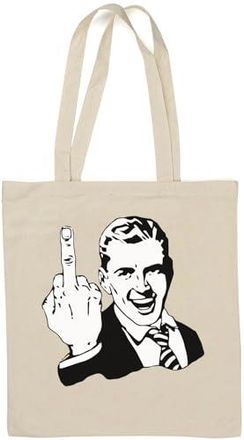 Generic Sac fourre-tout en coton naturel Meme Doigt dhonneur Blanc