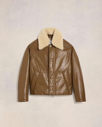 Ami Ami Paris - Gepolsterte Lederjacke Braun - Gr&ouml;&szlig;e: XXL - f&uuml;r Herren