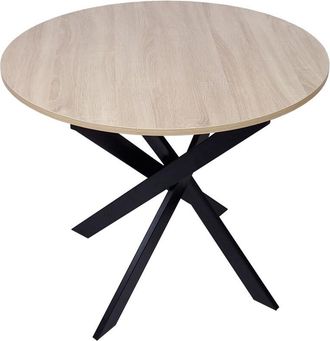 Skraut Home Skraut Home - Runder fester Esstisch, Modell zen, Wohnzimmer, 90 x 90 x 77 cm, Kapazit&auml;t f&uuml;r 4 Personen, Widerstandsf&auml;hige Materialien, Farbe Eiche