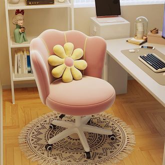 Generic Drehbarer B&uuml;rostuhl Aus Samt Mit Blumenmuster Und Verstellbarer H&ouml;he for Den Schminktisch Oder Das Arbeitszimmer Im Schlafzimmer(Pink)
