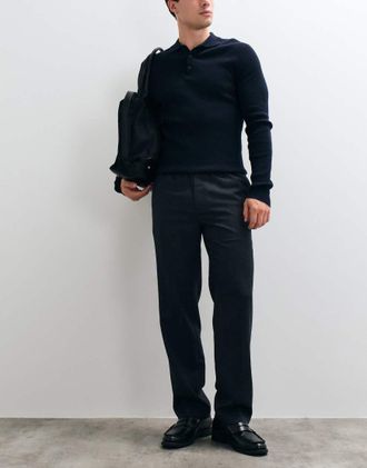 Arket Wollmix-Hose zum Schlupfen mit geradem Bein in Schwarz