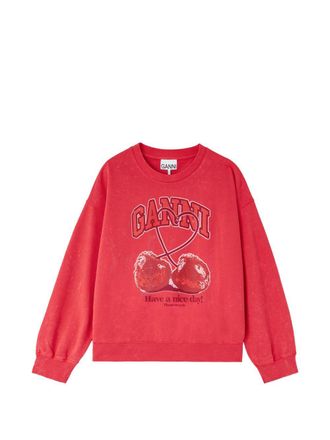 Ganni Pull en coton biologique cerise Ganni