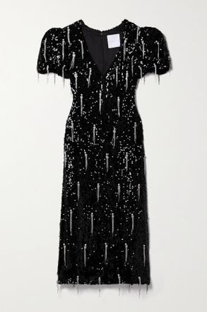 Markarian Lavinia Midikleid Aus Chiffon Mit Pailletten Und Verzierungen - Schwarz