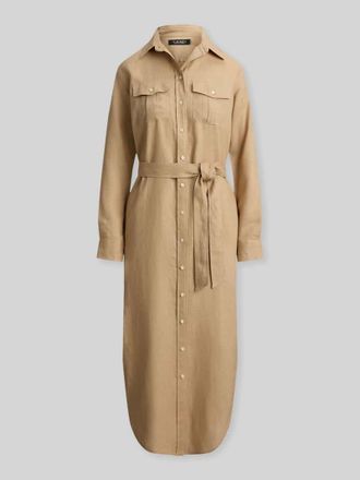 Lauren Ralph Lauren Schmales Midi Hemdblusenkleid aus reinem Leinen
