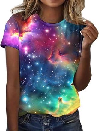 Generic Tee Shirt Femme Sport D&eacute;t&eacute; Manche Court Basiques Hauts T Shirt D&eacute;t&eacute; D&eacute;contract&eacute;e L&acirc;che Vetement Chic Manches Courtes Chemises L&acirc;che Et Respirant Coton