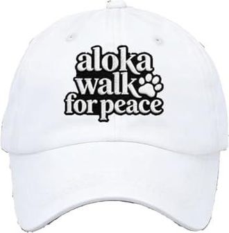 Generic Broderie &agrave; la main Unisexe Marche pour Peace Hat Moines et Aloka Dog Peace Walking Casquette de baseball, blanc, Taille unique