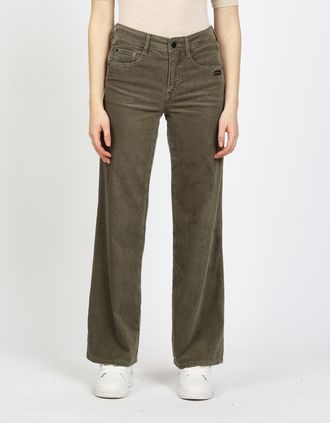 Gang Cordhose GANG 94AMELIE WIDE, Damen, Gr. 26, N-Gr, grün thyme, Obermaterial: 47% Lyocell, 41% Baumwolle, 11% Polyester, 1% Elasthan, weit lang, Hosen C