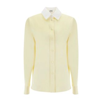 Loewe Femme, Blouses et Chemises, Beige, Taille: 44 FR Chemise Soie Jaune &Eacute;l&eacute;gante V&ecirc;tements Femme