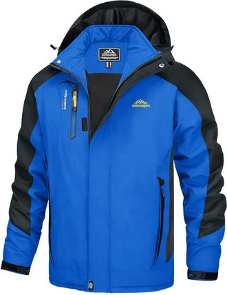 KEFITEVD Outdoorjacke Herren Wasserdicht Softshell Jacke Wanderjacke Trekkingjacke mit Kapuze Herren Funktionsjacke Winter M&auml;nner Sportjacke Himmelblau 2XL