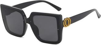 Generic Lunettes de soleil à grande monture pour femme - Protection UV400 - Pour conduite et voyage - Noir et gris - 2026