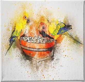 Homemania HM20KNV60x60-127 Papageien-Tafel für Wohnzimmer, Schlafzimmer, Mehrfarbig, Polyester, Holz, 60 x 3 x 60 cm