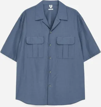 Arket Oversize-Hemd Mit Kubanischem Kragen -Blau