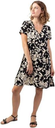 Coton Du Monde | Robe Courte Babydoll Ethnique Chic Maja Motif Tendance Noir 50