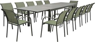 Sweeek Ausziehbarer Gartentisch 200/320cm + 10 Sessel