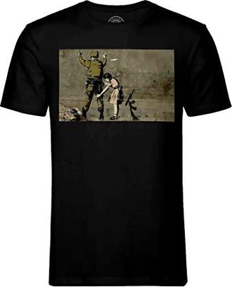 Fabulous T-Shirt Homme Col Rond Coton Bio Banksy Fillette Soldat Fouille Arme Graffiti Street Art