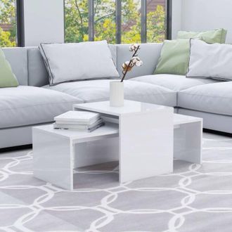 vidaXL Vidaxl - Ensemble de table basse Blanc brillant Bois ding&eacute;nierie
