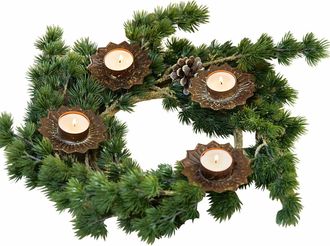 Loberon Steckwindlicht 4er Set Valeska, kunstreich gearbeitete Sterne, hochwertiges Antik-Finish, Adventskranz, Weihnachten, Weihnachtsdeko, Eisen, antikbraun