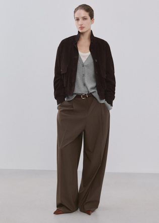 Mango Strickcardigan mit V-Ausschnitt mittelgrau meliert - Damen - XXL - MANGO