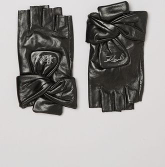 Karl Lagerfeld Glattlederhandschuhe aus Ziegenleder mit Monogramm und Schleife