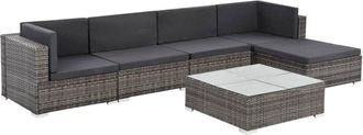 vidaXL Vidaxl - Salon de jardin 6 pcs avec coussins r&eacute;sine tress&eacute;e gris