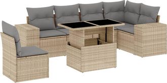 vidaXL Vidaxl - Set Divani Da Giardino 7 Pz Con Cuscini Beige In Polyrattan