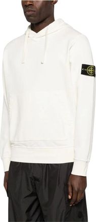 Stone Island Homme, Sweatshirts et sweats &agrave; capuche, Beige, Taille: S Logo Badge Sweat &agrave; capuche