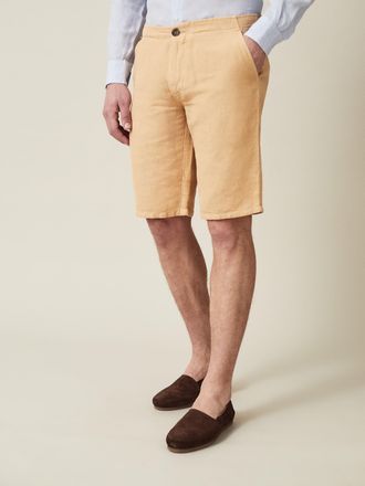Luca Faloni Panarea-Shorts in Mandarin aus Leinen-Baumwolle f&uuml;r Herren