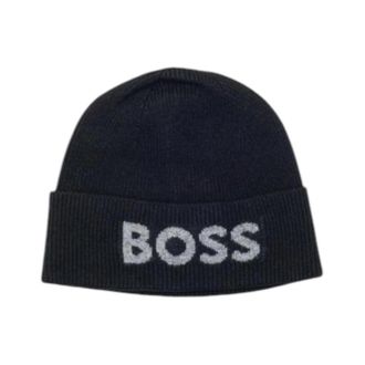 HUGO BOSS Homme, Accessoires, Noir, Taille: ONE Size Bonnet Imprim&eacute; M&eacute;lange de Laine