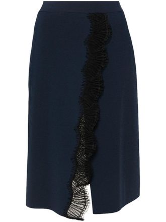 Stella McCartney Midirock mit Spitzeneinsatz - Blau