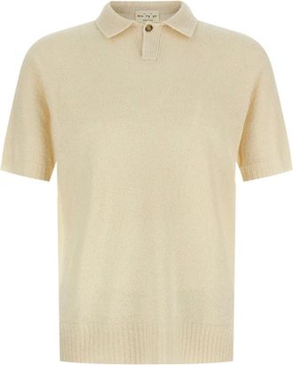 Maryya Maryya, Homme, Tops, Beige, Taille: M Polo en coton boucl&eacute;