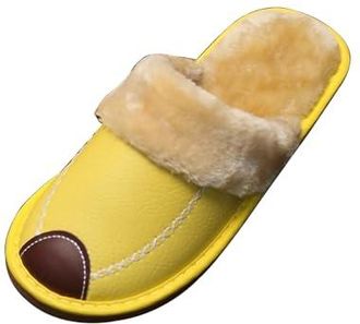 Generic Pantoufles Chaudes en Peluche pour Femmes, Chaussures pour Femmes &Agrave; Semelles &Eacute;paisses Et Confortables,Jaune,36 EU