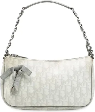 Dior sac porté épaule Oblique Coated Canvas Romantique (2007) - Blanc