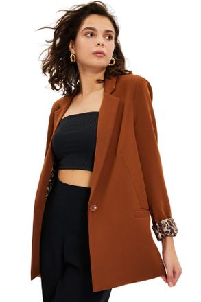 Trendyol Trendyol Damen Trendyol Brown liner detailed jacket Brown, Brown, 40 EU