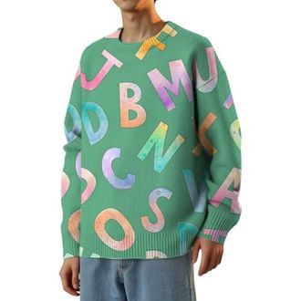 Generic Pull thermique pour homme imprimé bloc de couleurs - Pull ample décontracté et facile dentretien - Pull tricoté à manches longues et col rond - Pour l