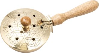 NKlaus Räucherpfanne Baum des Lebens Gold 20cm lang für Räucherwerk Weihrauch und Harze 15862