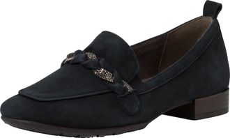 Tamaris Comfort Damen Loafer ohne Absatz aus Leder Business Slippers Comfort Fit, Blau (Navy), 39 EU