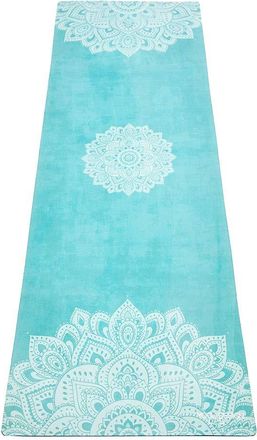 Yoga Design Lab Reise Yogamatte 1,5mm | Dünn, rutschfest, Faltbar, Leicht, Matte/Handtuch, Waschmaschinenfest | mit Tragegurt (Mandala Turquoise, 1.5mm)