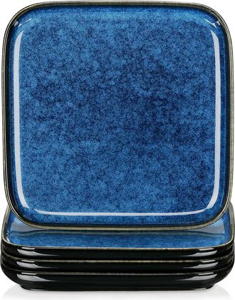 VANCASSO Kuchenteller Steinzeug, STERN 4-teiliges Flachteller, Pastateller Dessertteller Set f&uuml;r 4-12 Personen