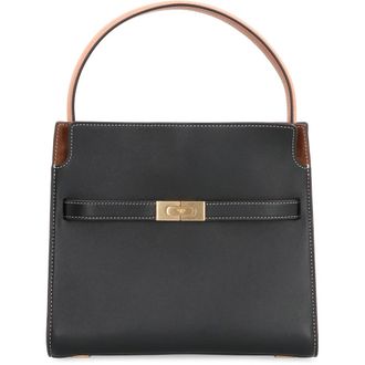 Tory Burch Radziwill Lederhandtasche mit Wildledereins&auml;tzen - - Bags - Damen - Schwarzk - ONE SIZE