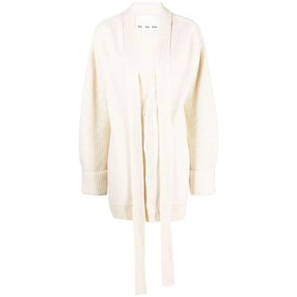 SA SU PHI Kaschmir Schal-Detail Cardigan - - Knitwear - Damen - Wei&szlig; - 2XS