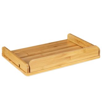 Navaris Nachttisch Bambus zum Einhängen - mit Getränkehalter - Hochbett Klemm Regal Bett Ablage - hängender Organizer Hängeregal - anklemmbar