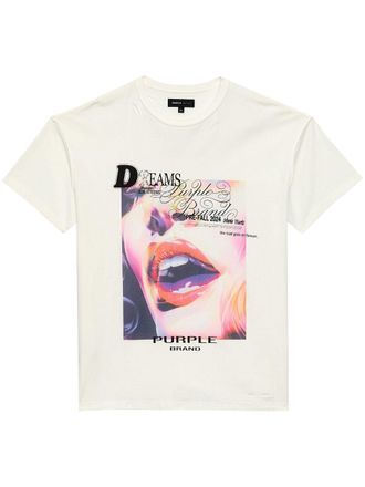 Purple t-shirt &agrave; imprim&eacute; photographique - Blanc