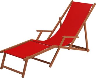 Erst-Holz Sonnenliege Liegestuhl rot Fußteil Gartenliege Holz Deckchair Strandstuhl Gartenmöbel 10-308 F