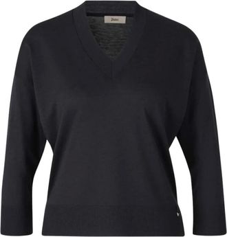 Herno Pull &agrave; col en V - Femme - Pulls - Bleu - Taille: 46 FR