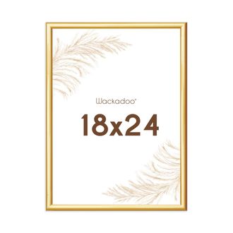 Wackadoo Bilderrahmen 18x24 Gold Fotowand Fotorahmen aus leichtem Kunststoff mit Glas Picture frame Poster