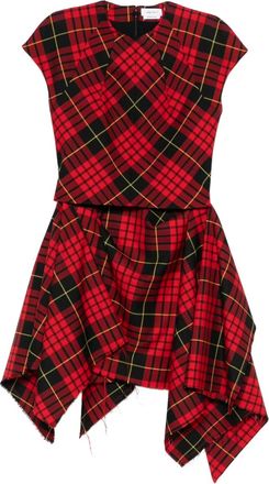 Alexander McQueen check draped mini dress - Rot