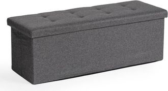 Furniture R FurnitureR Banc de rangement en tissu de 110 cm, pouf pliable, coffre de rangement repose-pieds, coffre de rangement dint&eacute;rieur avec compartiment